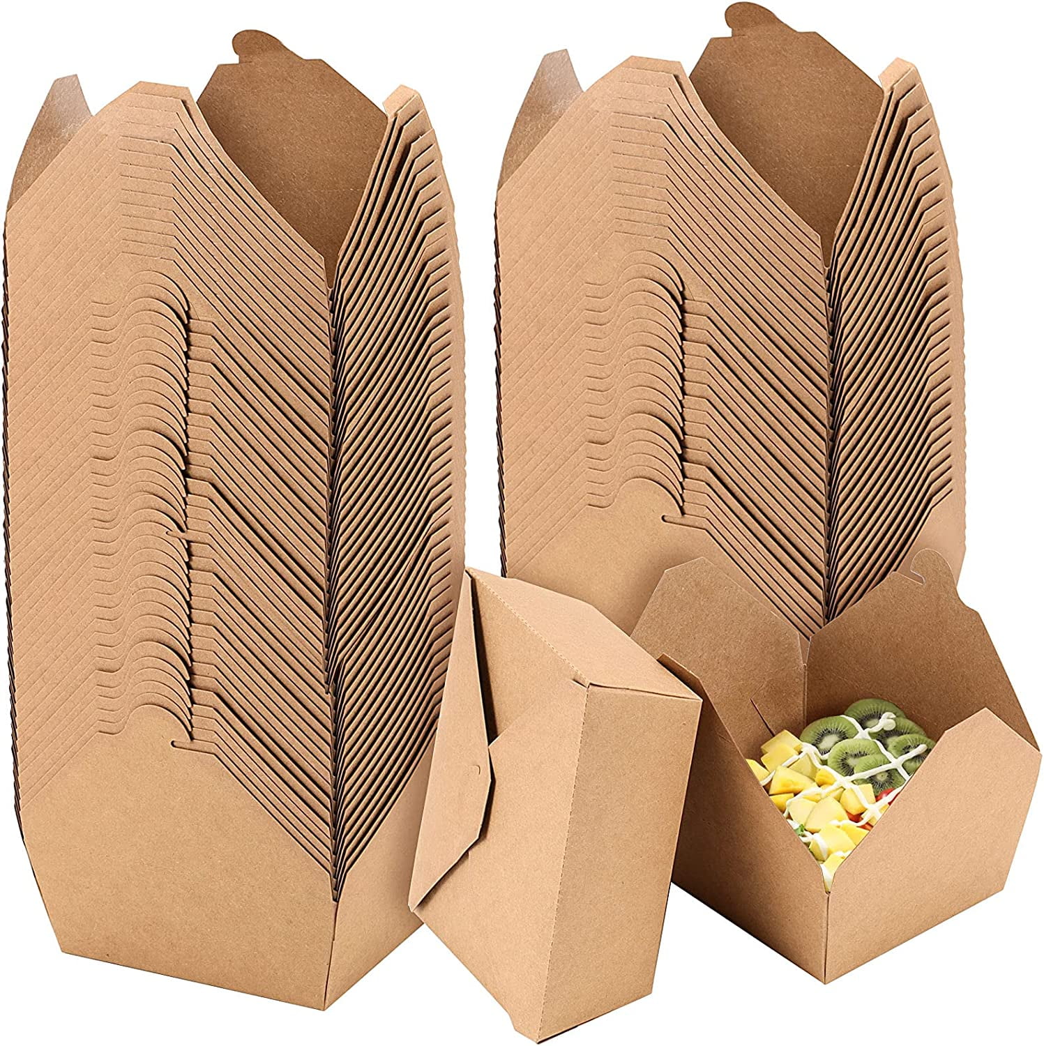 50 Pack 45 Oz Kraft Brown Take Out Boxes, Chinese Takeout Containers ...