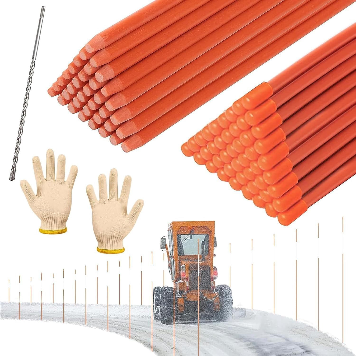 Curb Markers For Snow Plowing 200-Pack Orange Driveway Markers - 48 ...
