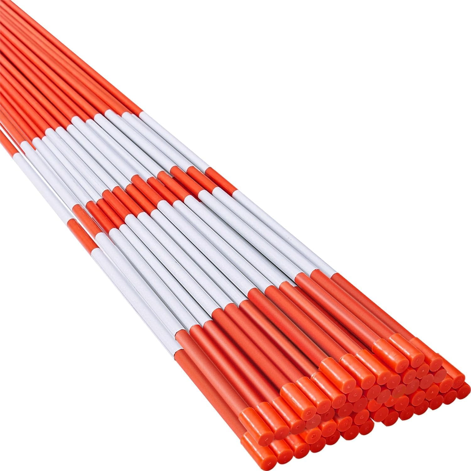 50 Pack 48" inch 4' Feet Fiberglass Snow Stakes, 5.5" + 5.5" Reflective ...