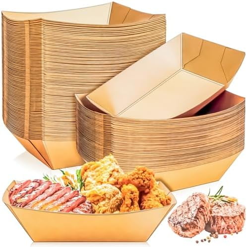 50 Pack 4LB Paper Food Boat Trays Disposable Paper Boat Containers ...