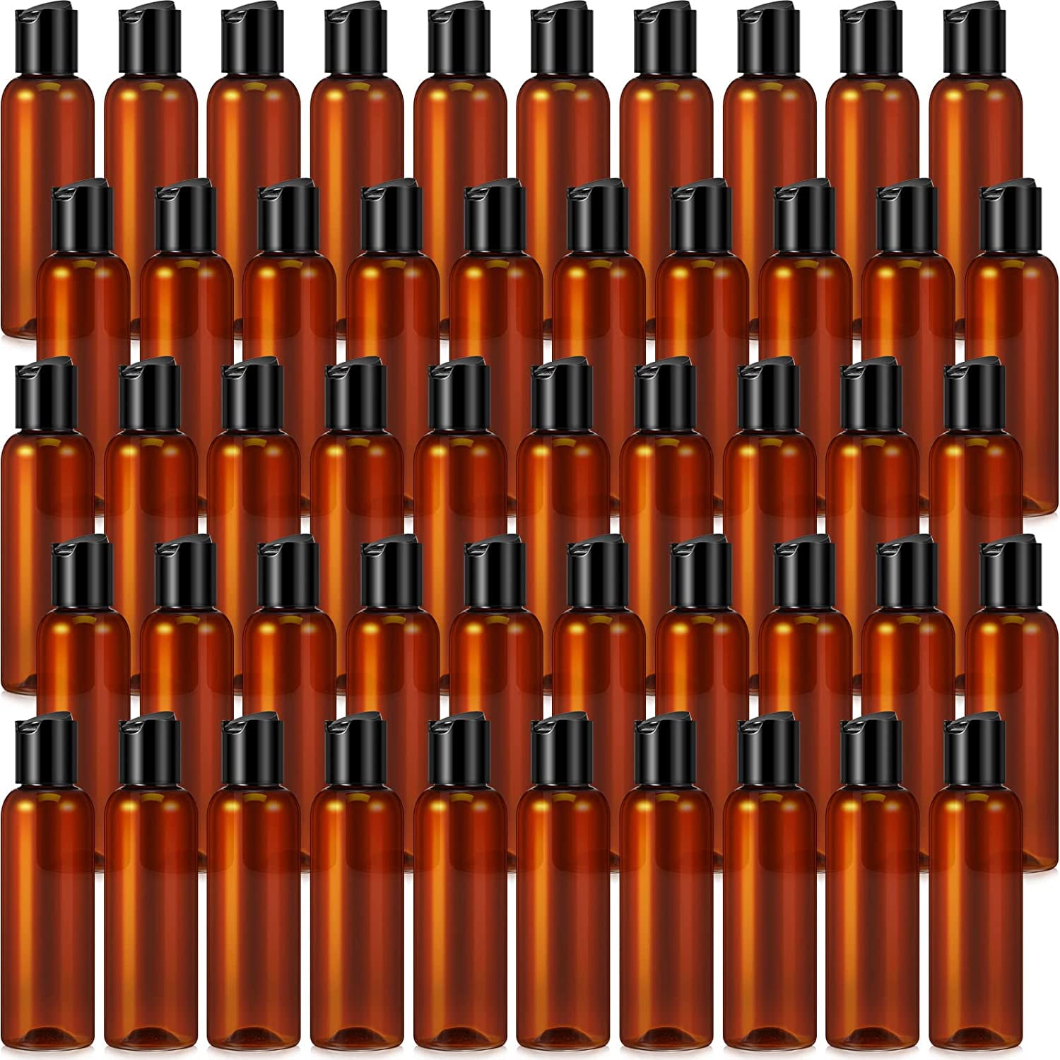 50-Pack 4oz Amber Squeeze Bottles with Flip Caps - Portable and Handy ...