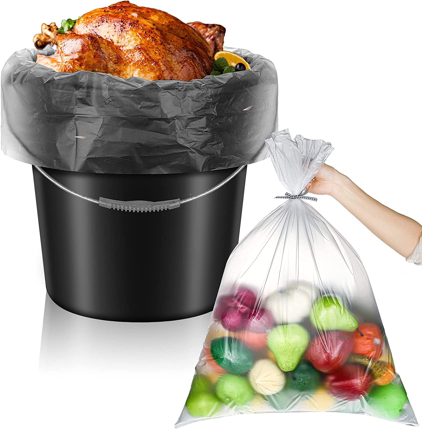 50 Pack 5 Gallon Bucket Liner Bags Clear Ice Bucket Liners Turkey Brine ...