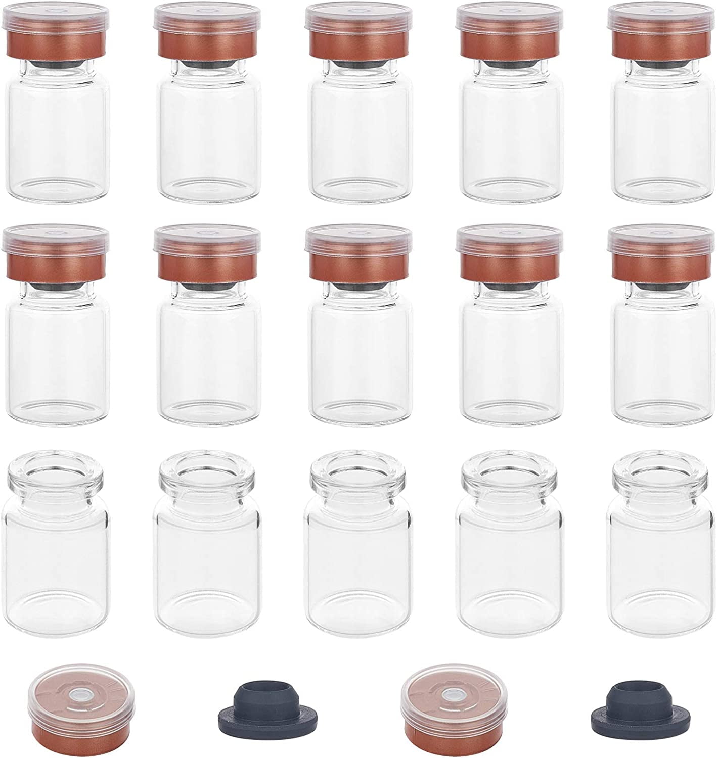 50 Pack 5ml Vials-Transparent Glass Headspace Vials 0.17oz with ...