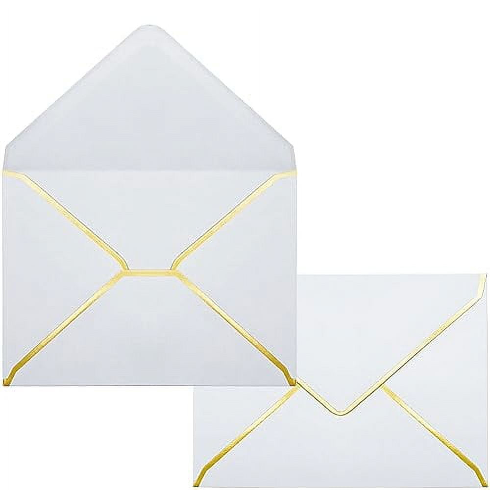 50 Pack 5x7 Envelopes for Invitations with Gold Border, Self Adhesive ...