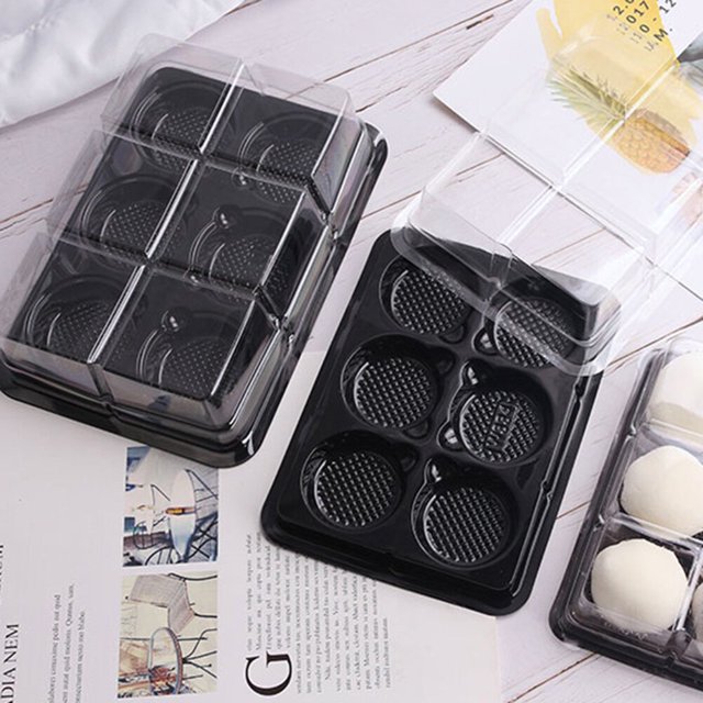50-Pack 6-Cavity Plastic Mochi & Mooncake Containers with Clear Lids ...