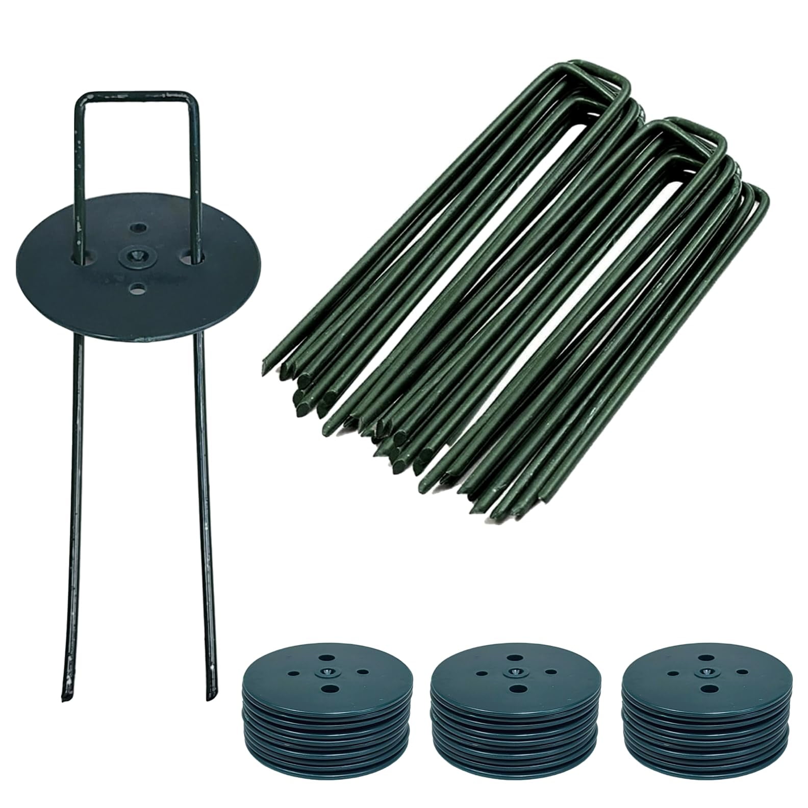 50 Pack 6" Inch Landscape Staples with Gasket Washer Caps - Metal ...