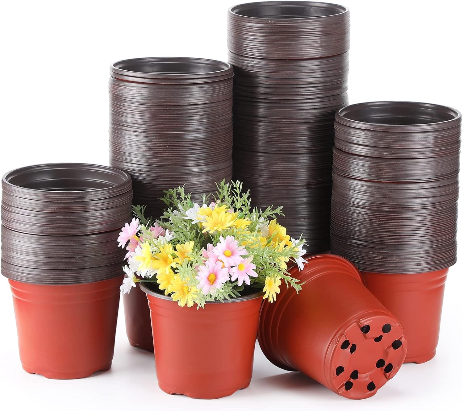 50-Pack 6 Inch Plastic Nursery Pots,Plant Pot with Drainage,Seedling ...