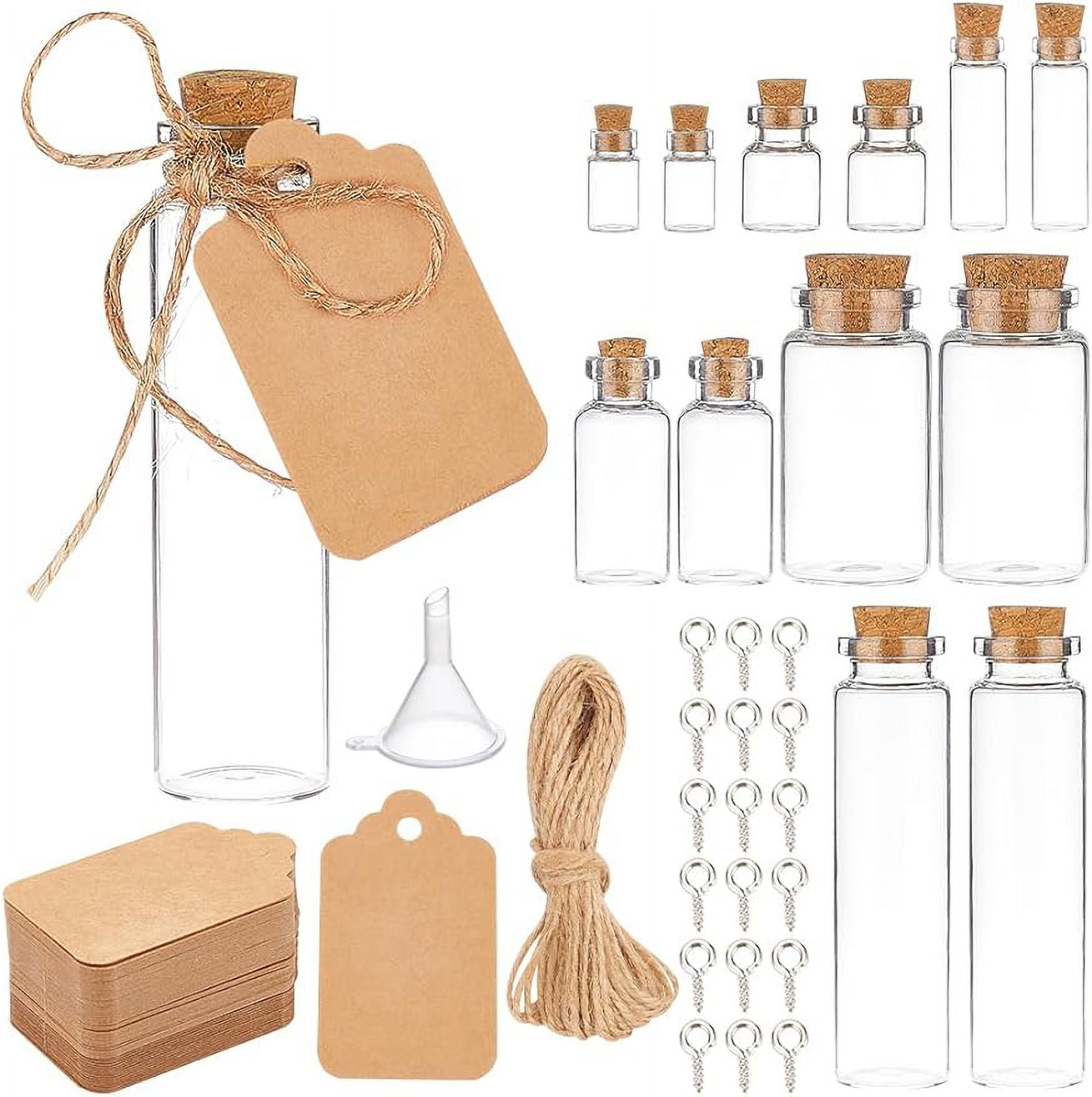 50 Pack 6 Sizes Cork Stoppers Glass Bottles Mini Wishing Bottles Set ...