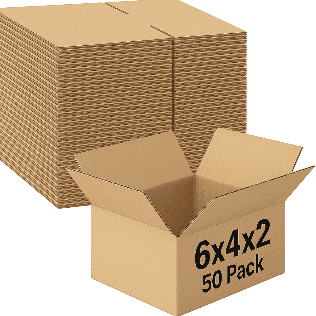 50 Pack 6x4x2 inches Small Shipping Boxes, Kraft Corrugated Cardboard ...