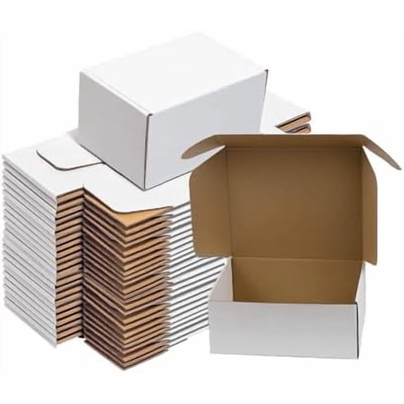 50 Pack 6x4x3 Small Shipping Boxes, White Corrugated Cardboard ...