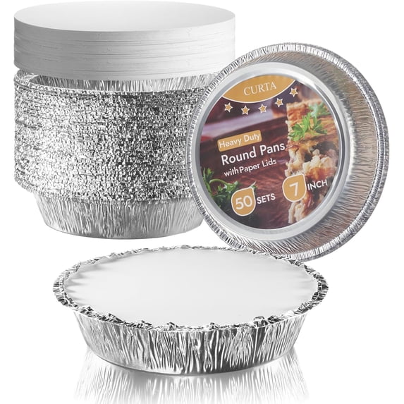 50 Pack 7" Disposable Aluminum Foil Pans with Paper Lids | Great for ...