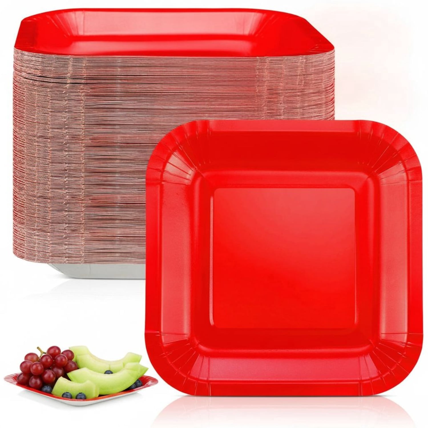 50 Pack 7 Inch Disposable Square Paper Plates with Metallic Foil ...