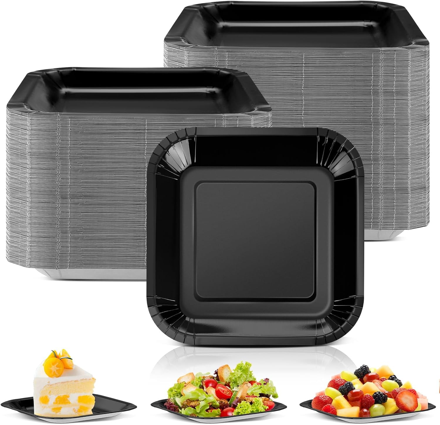 50 Pack 7 Inch Paper Square Plates Appetizer Disposable Cake Plates ...