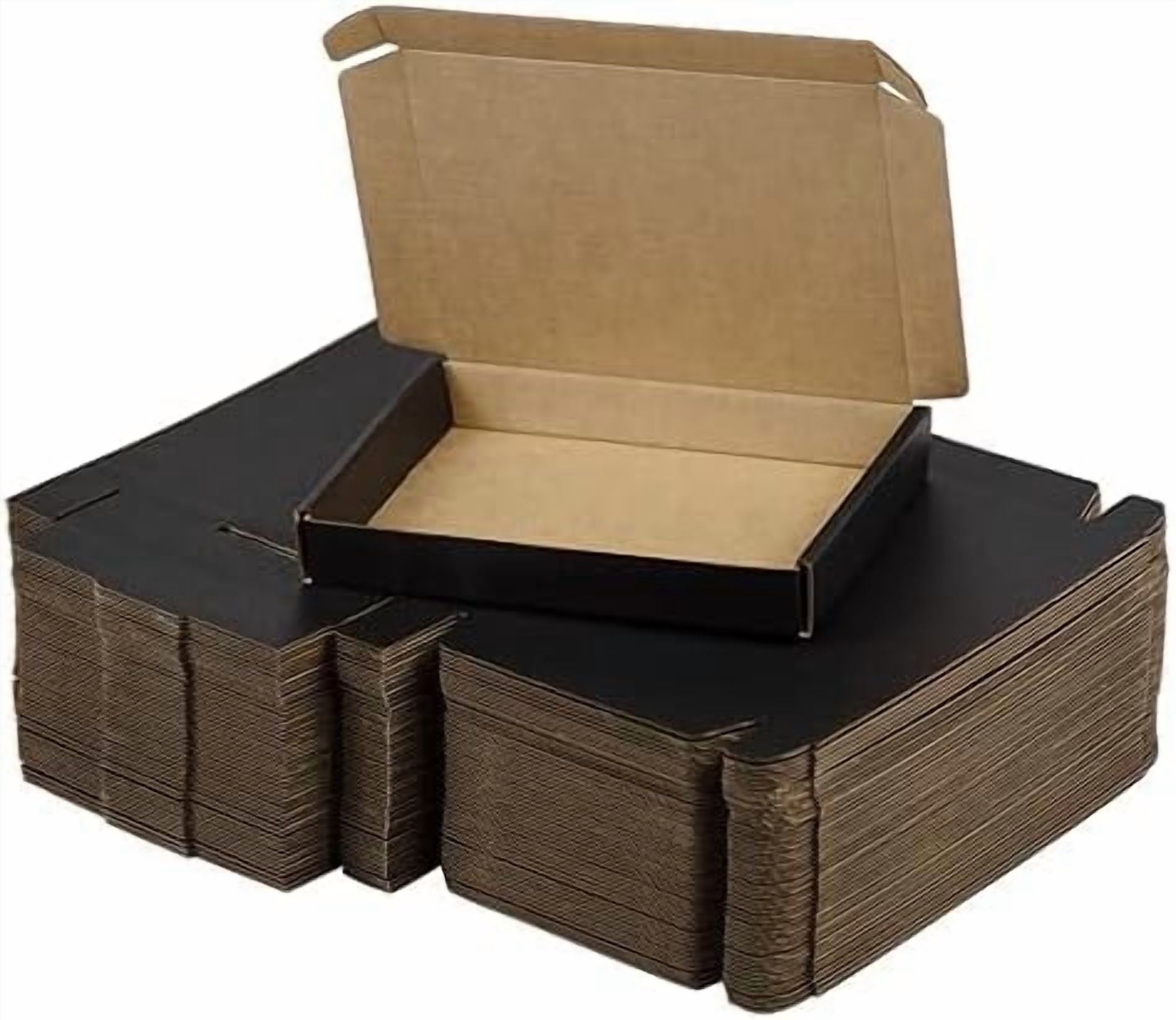 50 Pack 7x5x1 Inches Small Shipping Boxes, Black Corrugated Cardboard ...