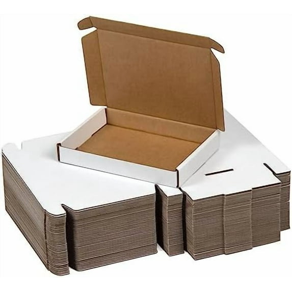50 Pack 7x5x1 Inches Small Shipping Boxes, White Corrugated Cardboard ...