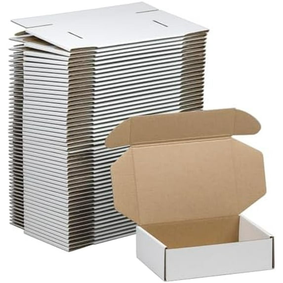 50 Pack 7x5x2 Inches Small Shipping Boxes, White Corrugated Cardboard ...