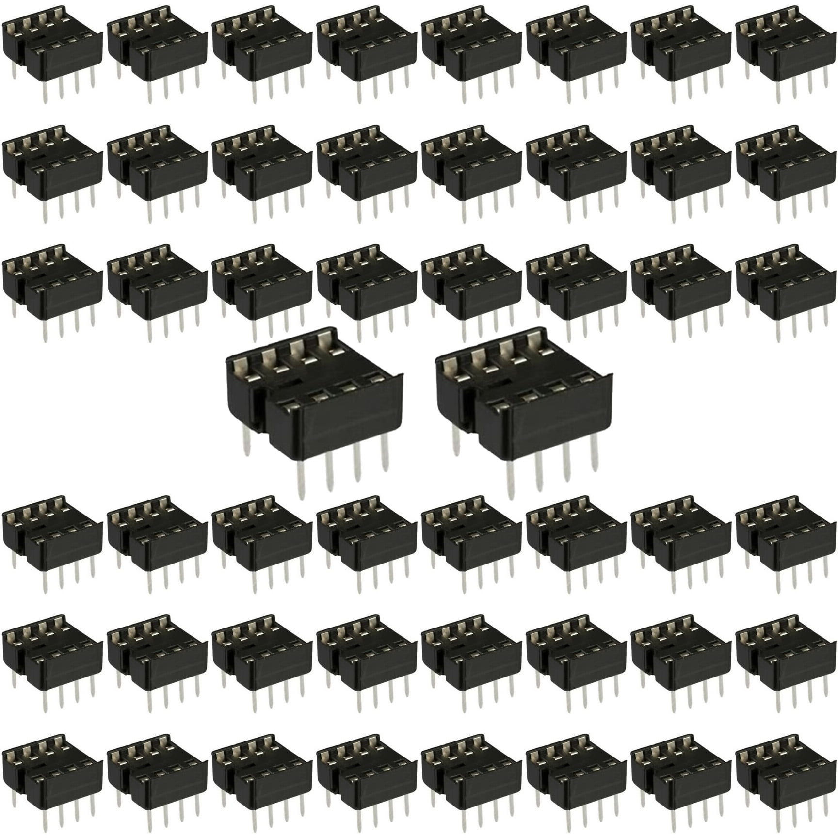 50 Pack 8 Pin Solder Tail Low Profile DIP IC Socket, 2.54mm Pitch, 7 ...