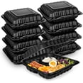 50 Pack 8" X 8" 3-Compartment Clamshell To Go Food Containers With ...