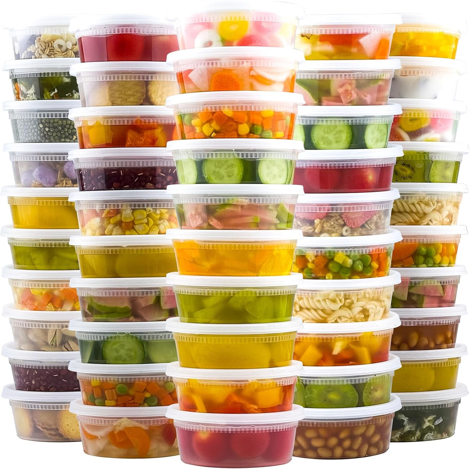 50 Pack 8 oz Leak-Proof BPA Free Deli Containers with Lids, Plastic ...