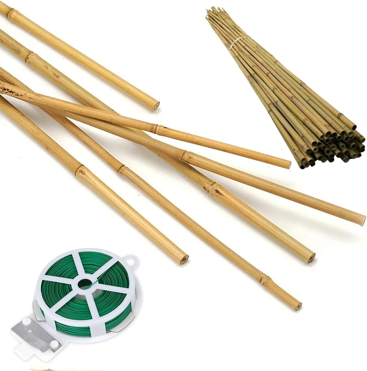 50 Pack 8ft Bamboo Plant Stakes for Wood Garden Sticks，Wooden Plant ...