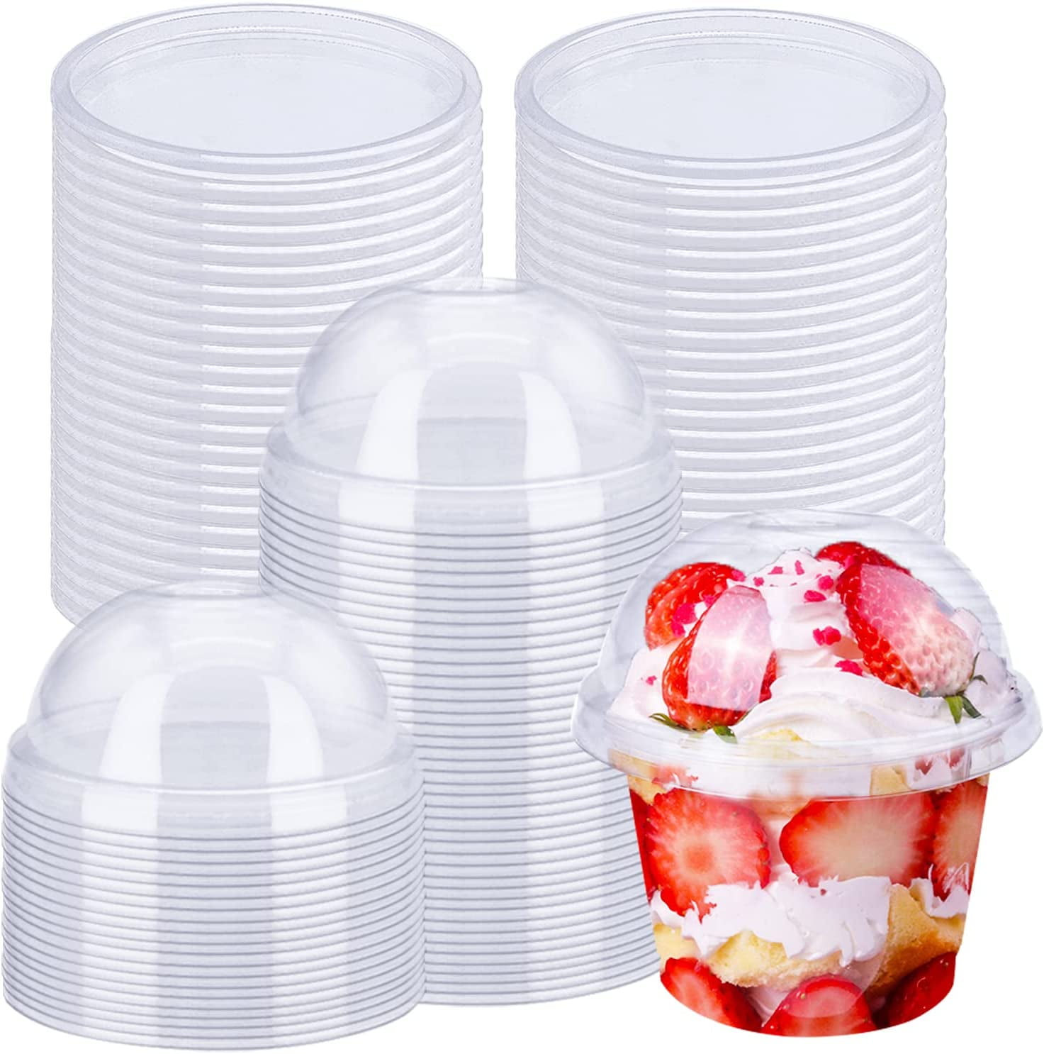 50 Pack 8oz Disposable Clear Plastic Cups with Dome Lids(Hole in the ...