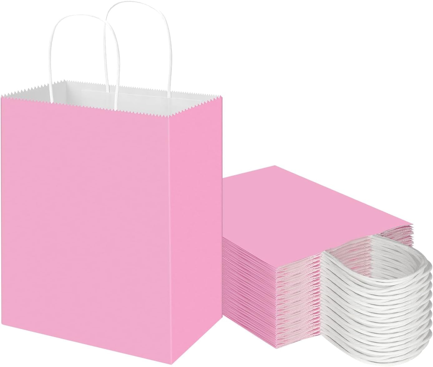 50 Pack 8x4.75x10 Inch Medium Light Paper Bags with Handles Bulk, Bags ...