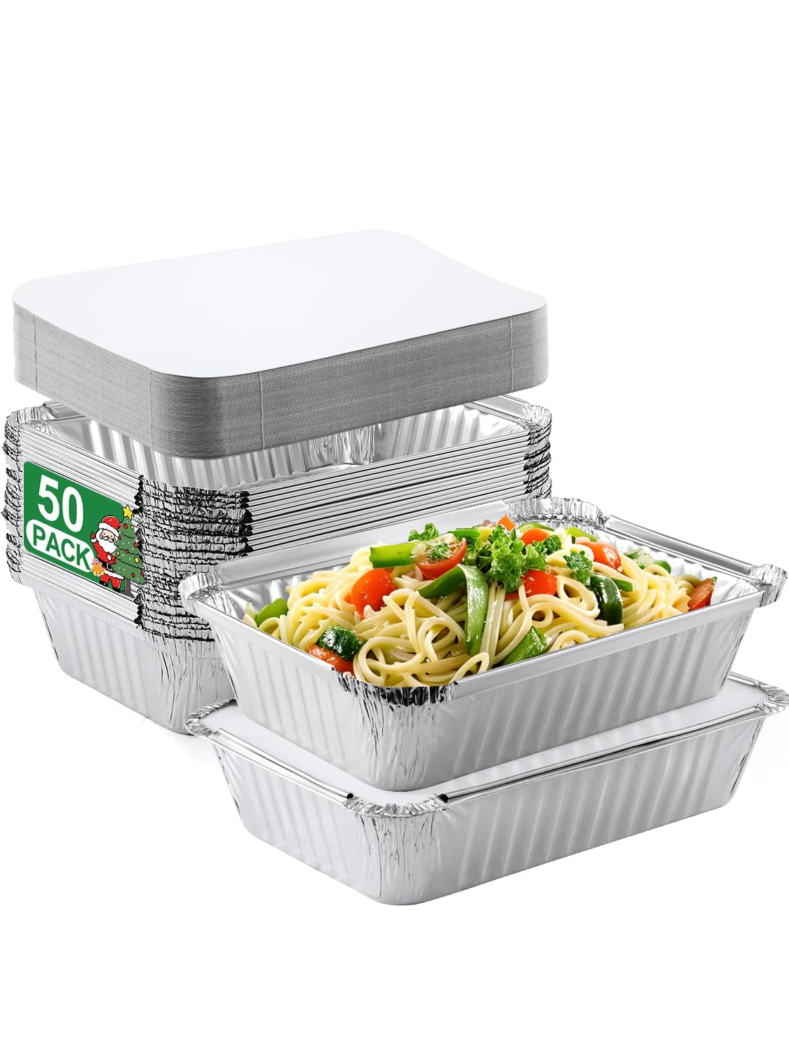 MY 50 Pack 8x6 Disposable Aluminum Pans with Lids Aluminum-Foil-Pans ...