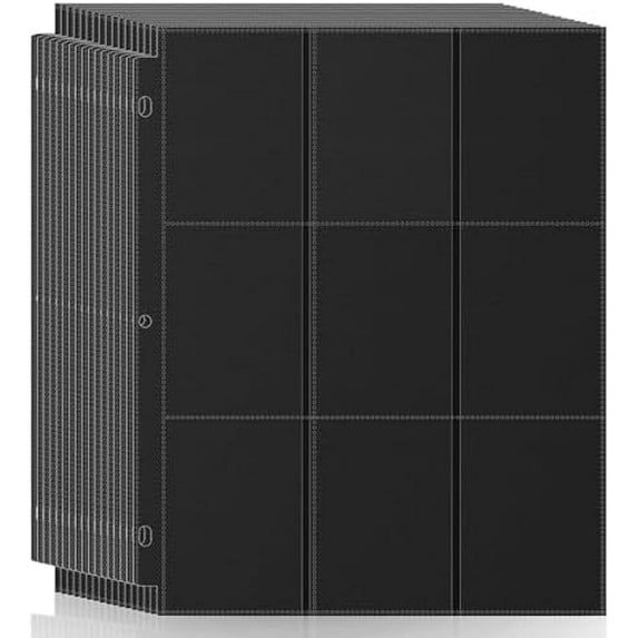 50 Pack 9 Pocket Page Protector,900 Pockets Black Trading Card Sleeves ...