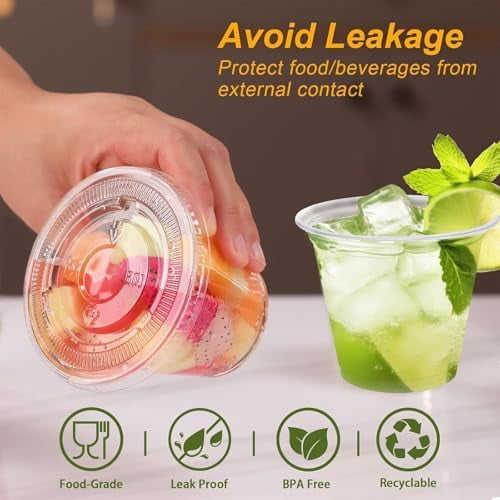 50 Pack 9 oz Disposable Clear Plastic Parfait Cups with Flat Lids ...