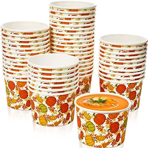 50 Pack 9 oz Fall Soup Bowls Disposable Paper Cups Fall Themed ...