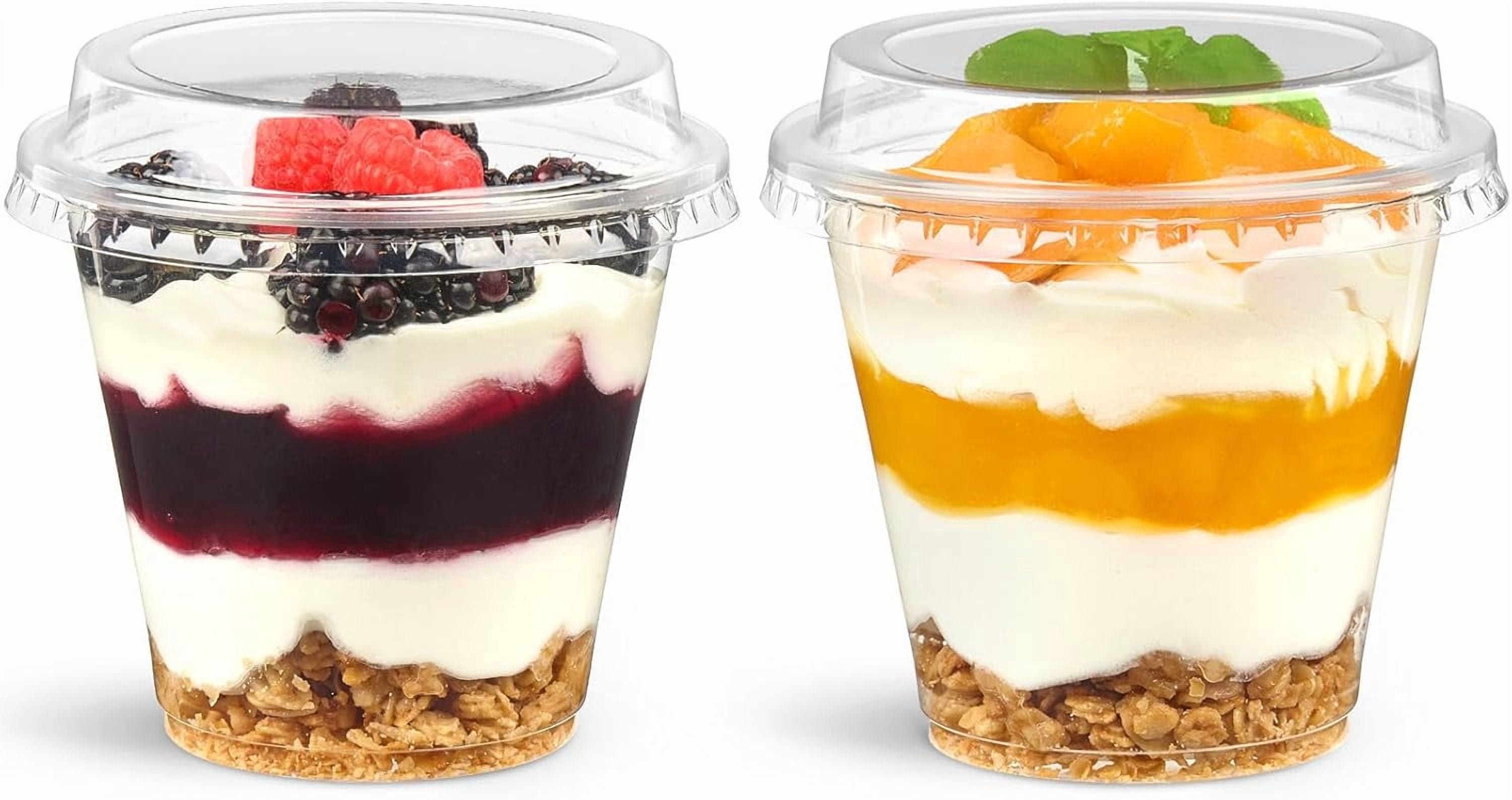 50 Pack 9 oz Plastic Dessert Cups with Lids, Small Plastic Yogurt ...