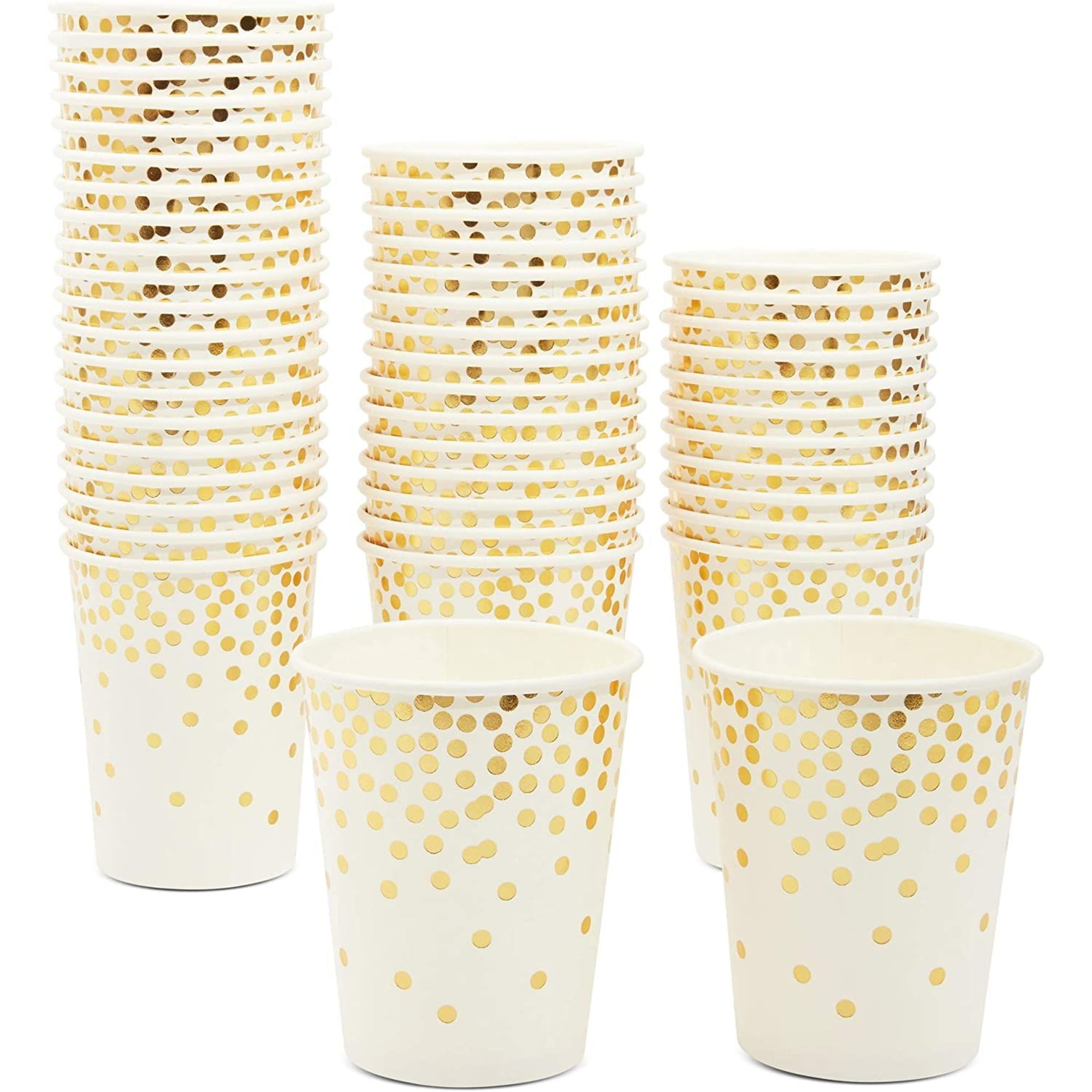 BLUE PANDA 50 Pack 9oz Gold Paper Cups for Hot Drinks, Party Supplies ...