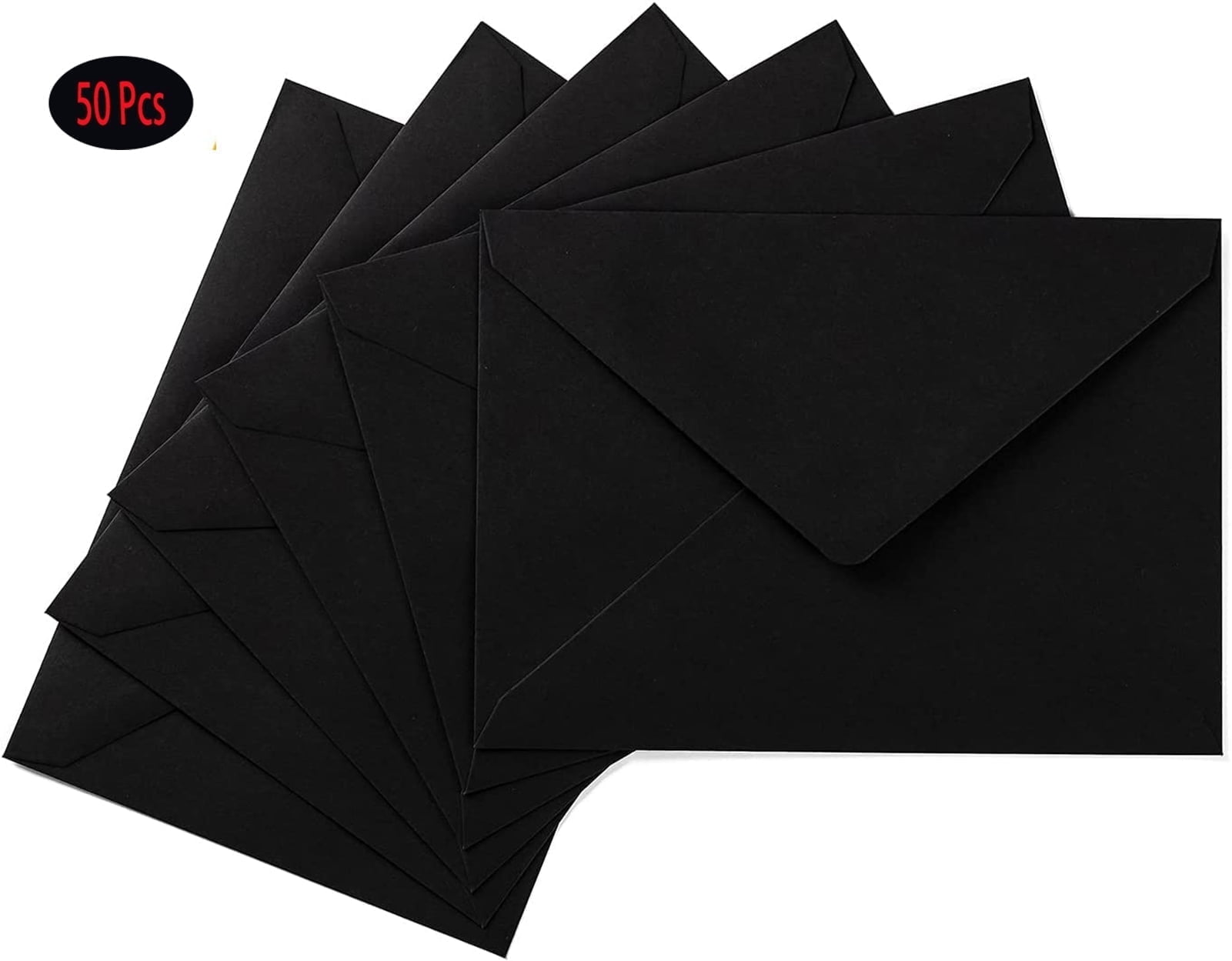 Walmart 50 Pack A7 Colored Envelopes, 5.24x7.24in for 5x7 Cards, Events (Black) - Walmart.com