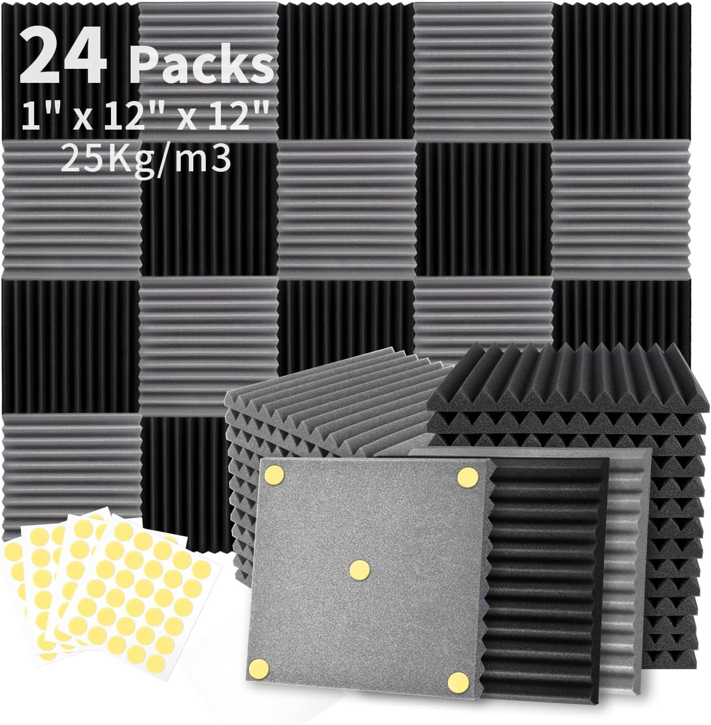 50 Pack Acoustic Foam Panels 1" x 12" x 12" Sound Proof Foam Panles ...