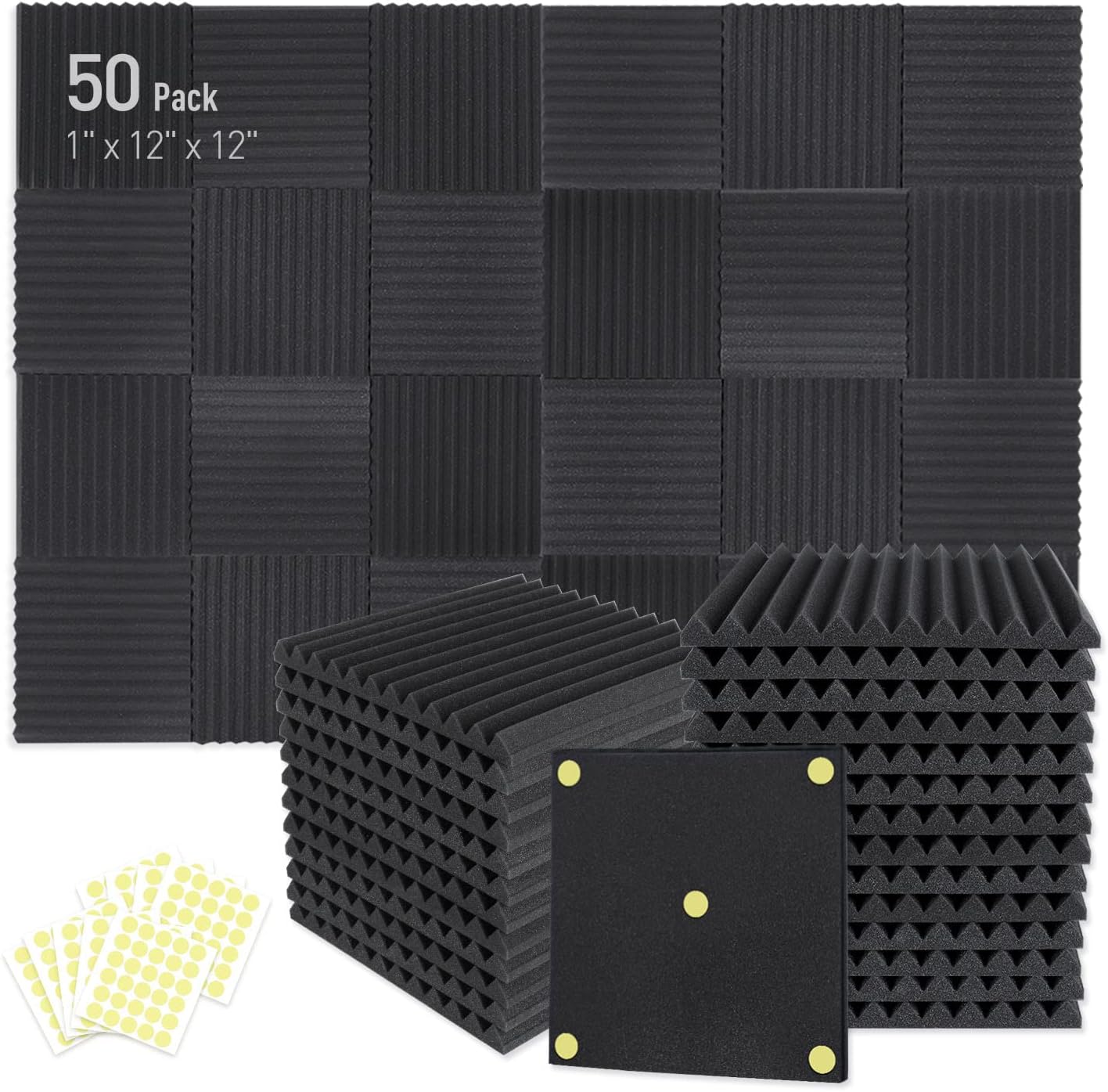 50 Pack Acoustic Foam Panels 1" x 12" x 12" Sound Proof Foam Panles ...