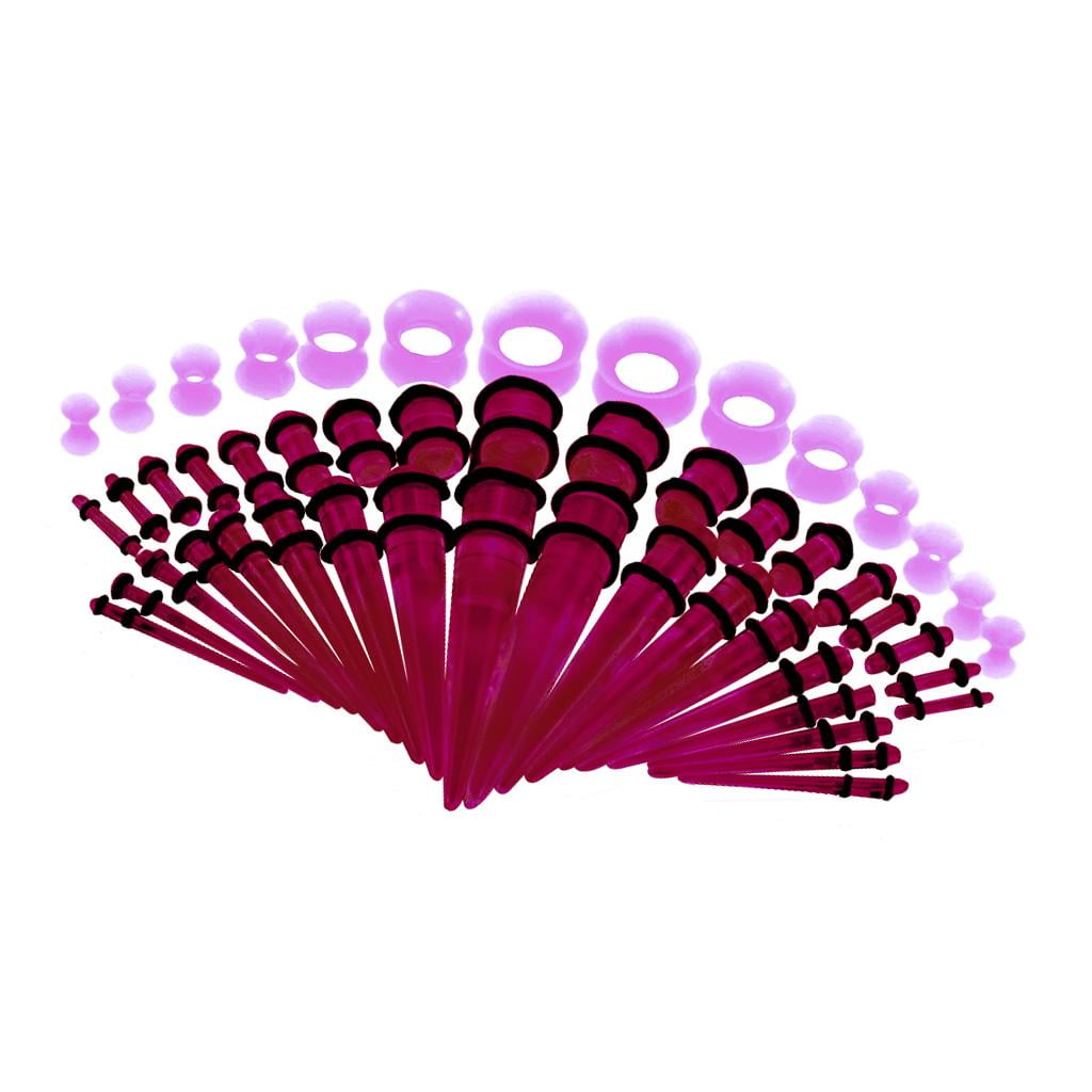 50 Pack Acrylic Ear Pincher Stretching Ear Tapers Stretchers 14G-00G ...
