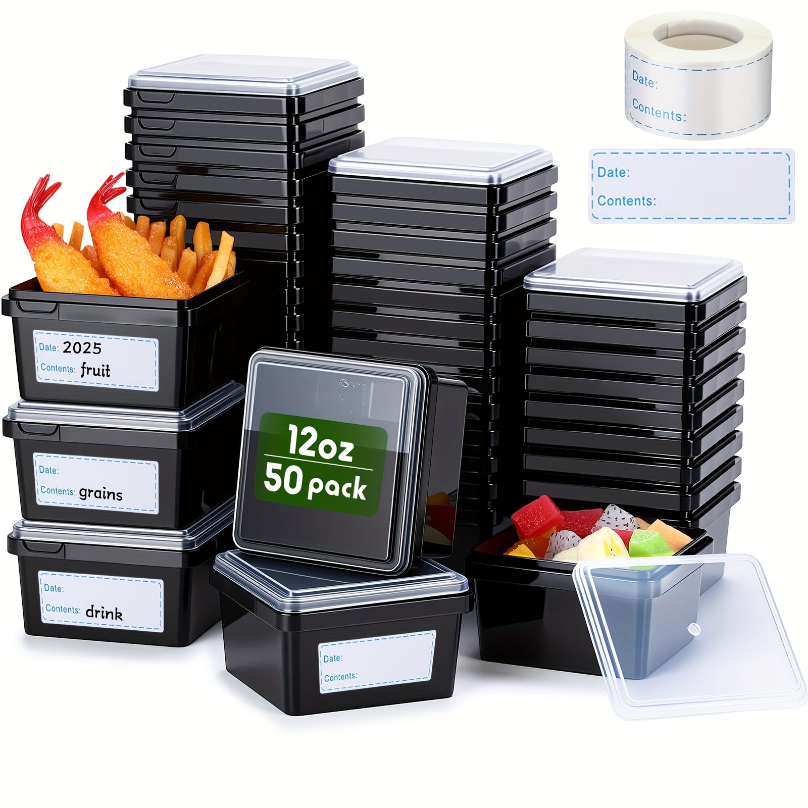 50-Pack Airtight Deli Containers - Flip-Top Lid & Microwave/Freezer ...