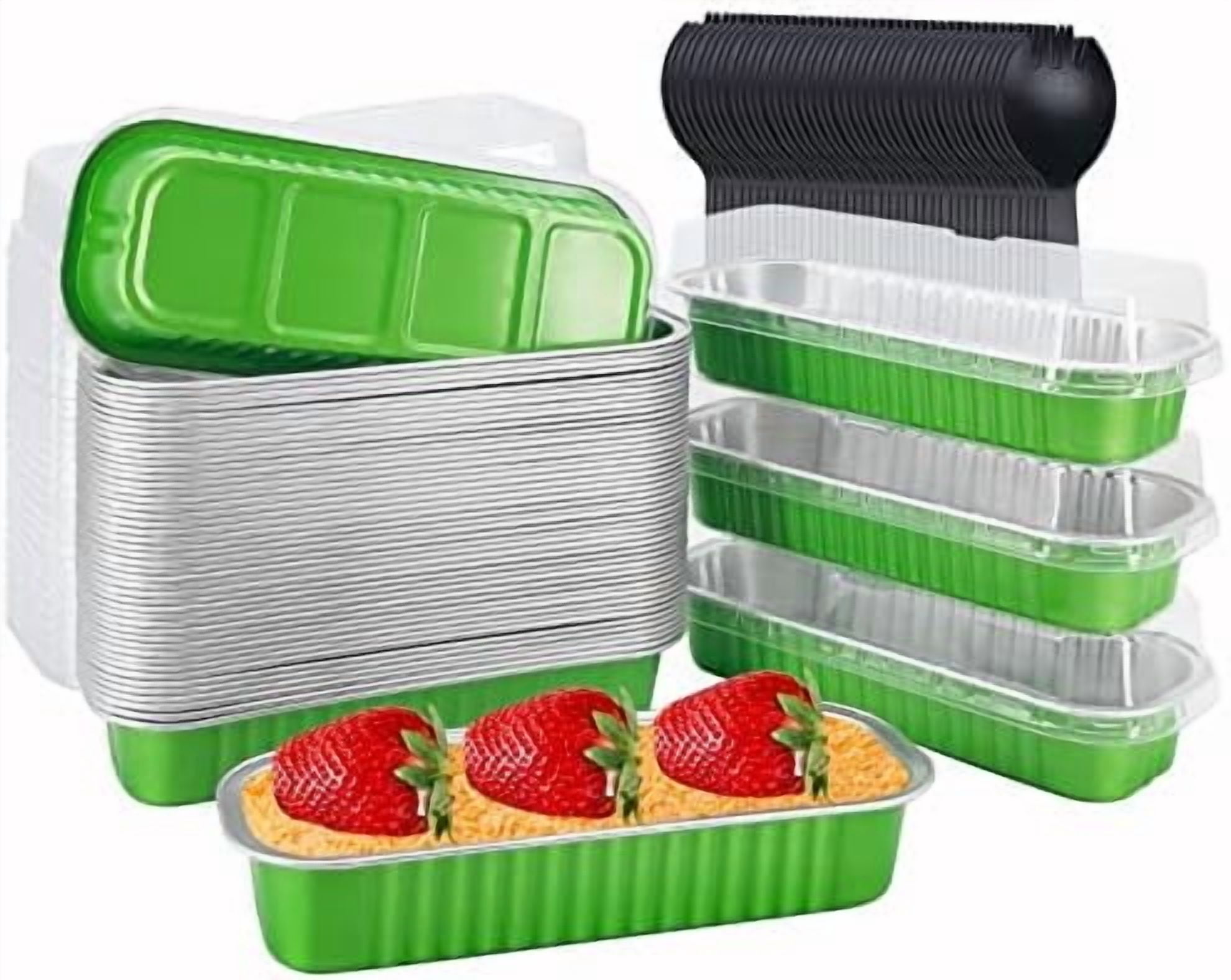 50 Pack Aluminum Baking Pans with Lids, 6.8oz Mini Loaf Pans,Rectangle ...