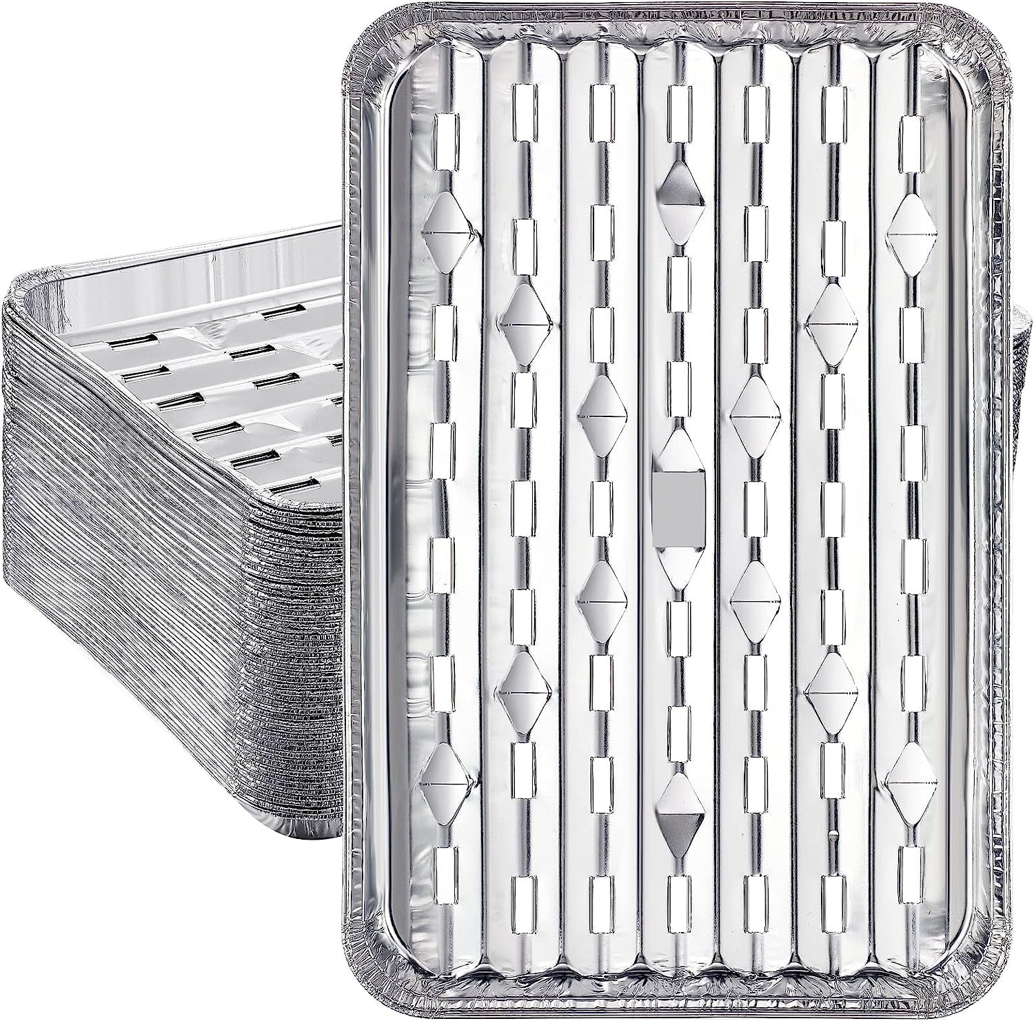 50 Pack Aluminum Grill Pans 9x13 Inch, Broiler Pans for Oven, Disposable Aluminum Grill Liners ...