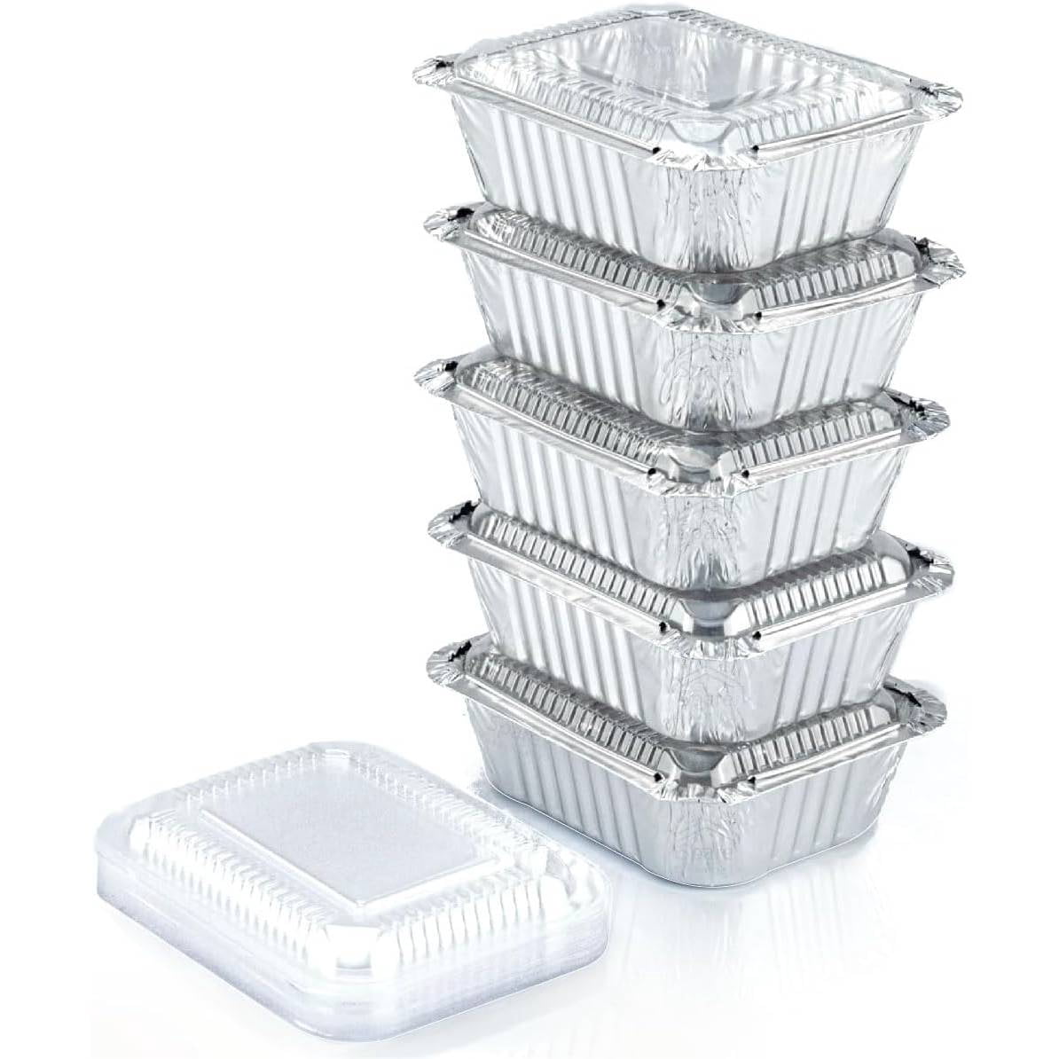 50 Pack Aluminum Pans with Lids, 4"x 5" Small Foil Baking Tins ...
