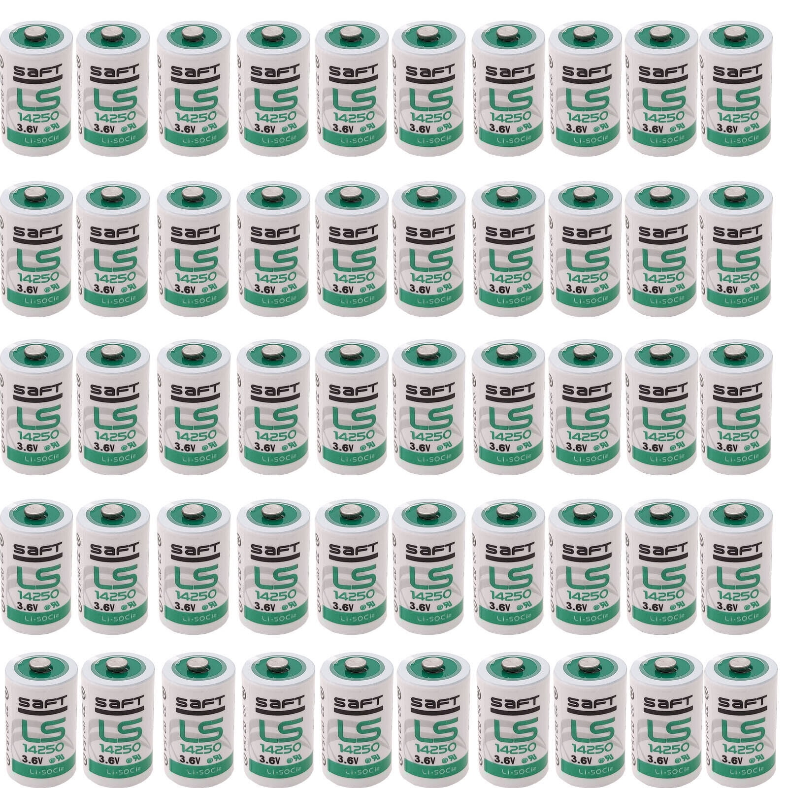 50-Pack Batteries For SAFT LS14250 3.6V 1/2 AA Lithium Battery ...