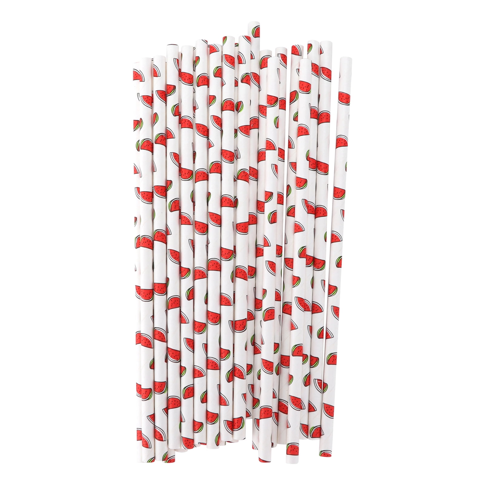 50-Pack Biodegradable Straws, Watermelon Fruit Print, Eco-Friendly for ...