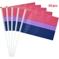 50 Pack Bisexual Pride Rainbow Flags bi pride flag Small Mini Hand Held ...