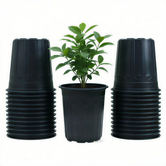 50-Pack Black 0.5 Gallon Plastic Nursery Pots: Flexible Seed Starter ...