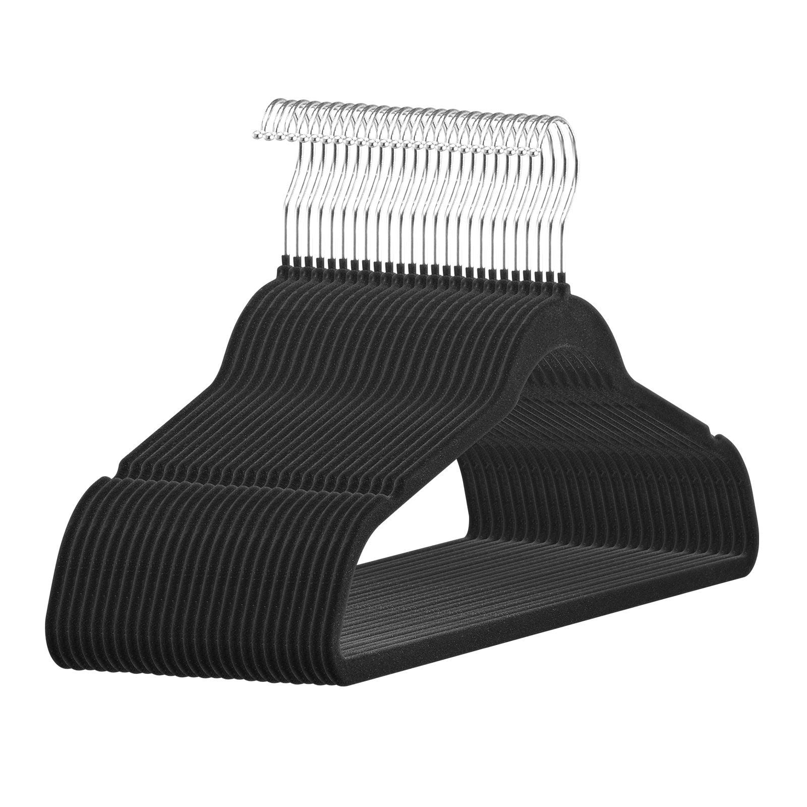 50 Pack Black Velvet Hangers with 360° Swivel Hooks, 11lb Capacity Slim ...