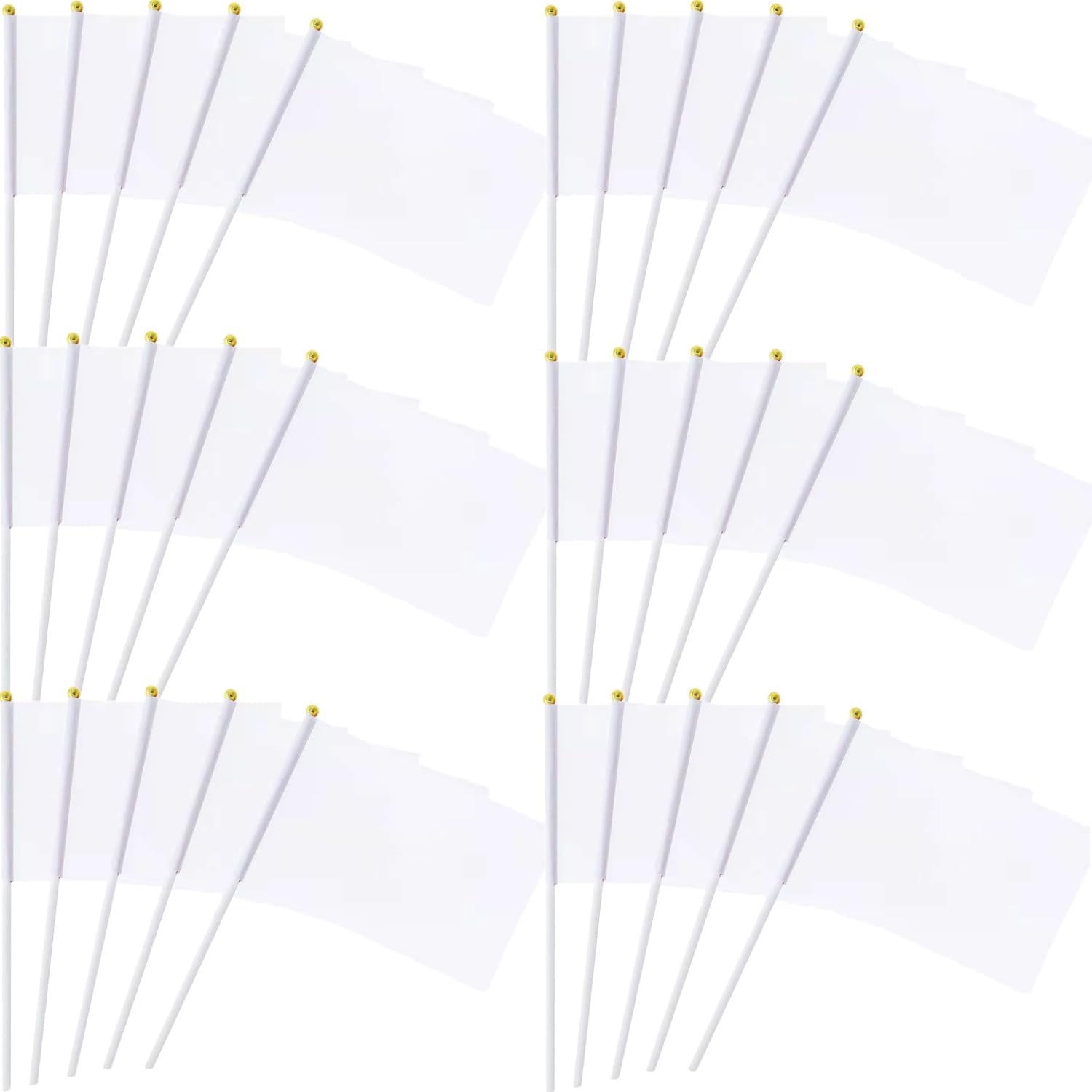 50 Pack Blank Flag DIY White Hand Waving Flags Banners Pennant ...