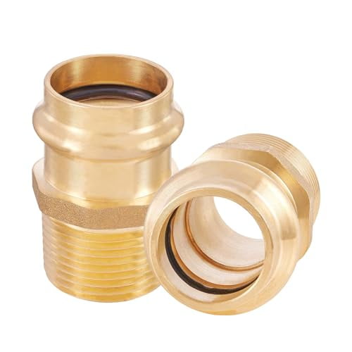 50-Pack Brass Press Fitting Adapter,1" Press X 1" Male NPT Adapter, LF ...