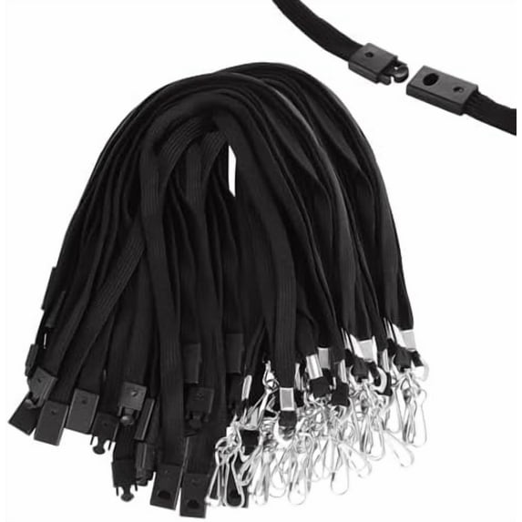 50 Pack Breakaway Lanyard with J-Hook Bulk Flat Lanyards for Name tag ...