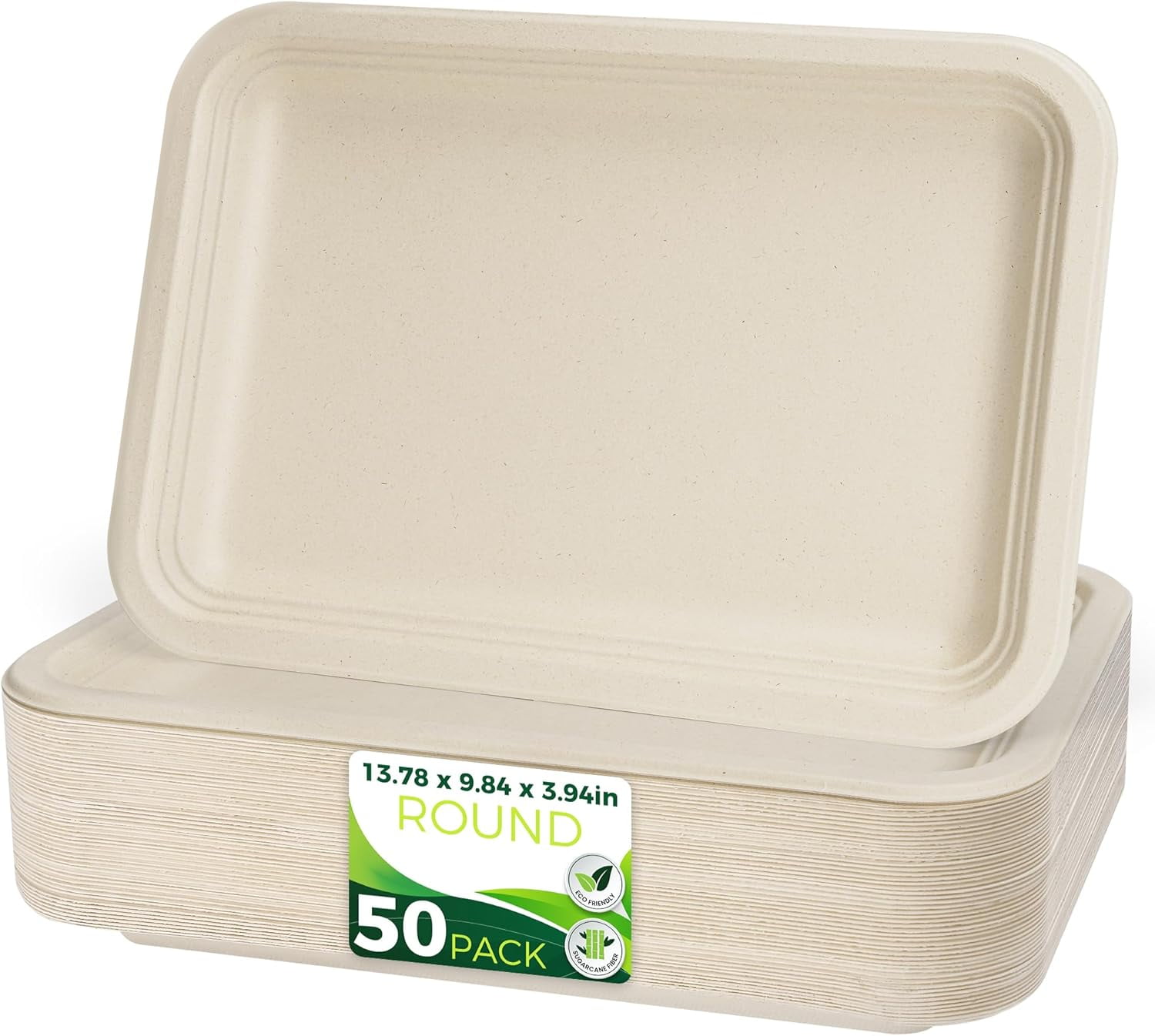 50 Pack Brown 14" Heavy Duty Disposable Rectangle Food Trays ...