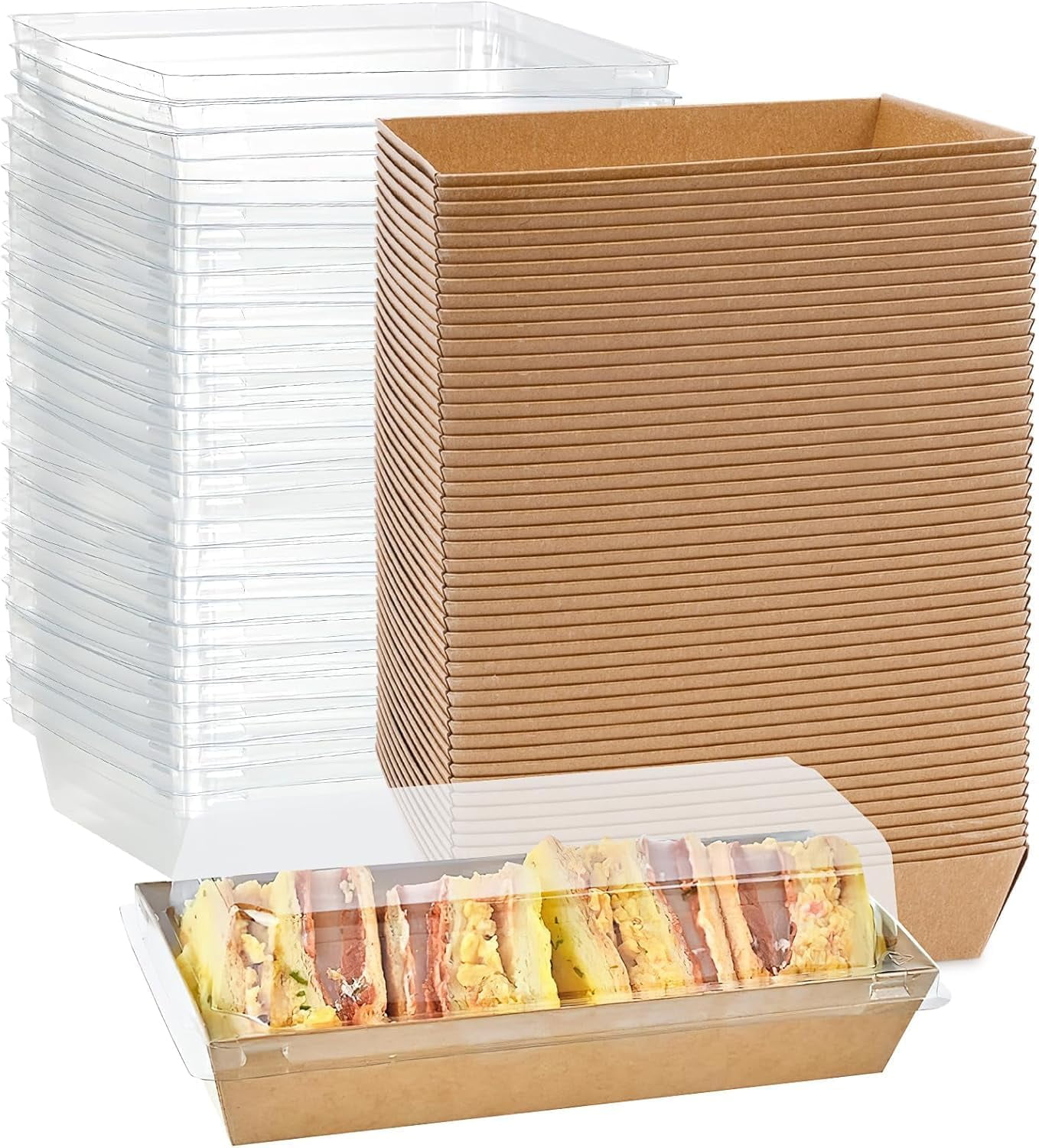 50 Pack Brown Charcuterie Boxes Bakery Boxes with Clear Lids, 7.5 ...